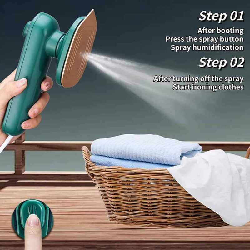 Portable Mini Steam Iron – 30W Travel Handheld Garment Steamer with Dry ...